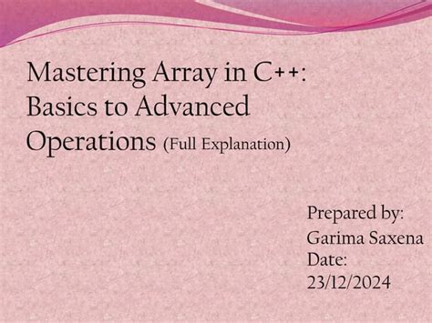 Understanding Arrays In Data Structures A Beginners Guide PPT