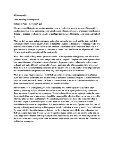 Addressing The Issue Of Rising Poverty A Multi Faceted Student Project