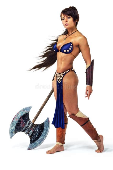 Warrior Woman With An Axe Stock Image Image Of Warlike Steel