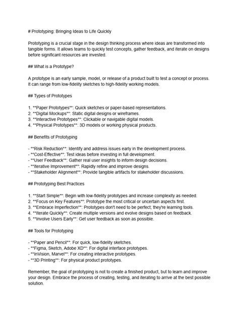 Prototyping Bringing Ideas To Life Quickly Pdf