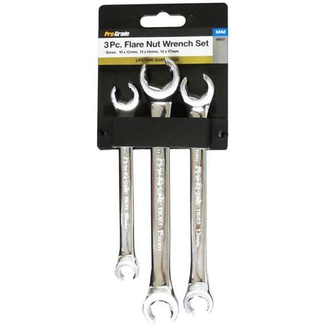 3 Pc Flare Nut Wrench Set Sae Brake Line 3 8 11 16 Auto Tools Flat