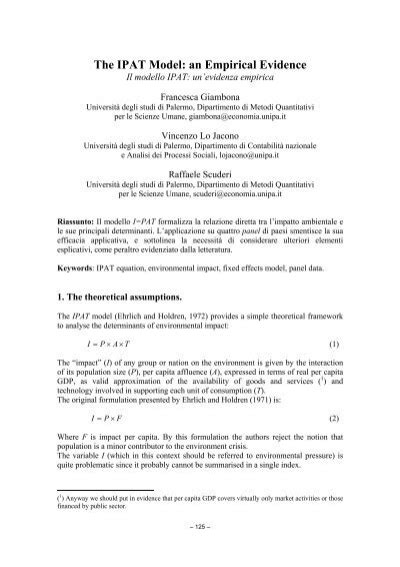 The Ipat Model An Empirical Evidence