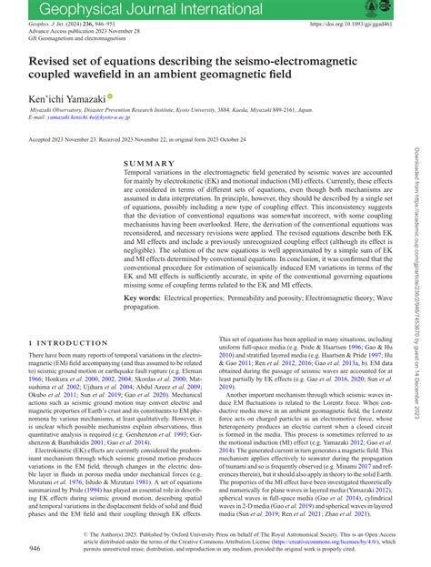 Pdf Revised Set Of Equations Describing The Seismo Electromagnetic
