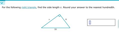 solved for the following right triangle find the side