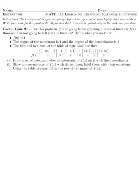 Solved Name Date Instructor Math 115 Lesson 09 Graphing