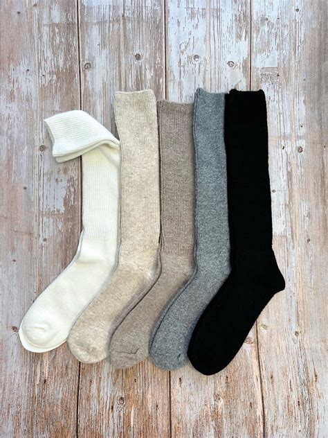 그리고 잔골지 캐시미어 울니트 니삭스 여자 패션 롱 반양말