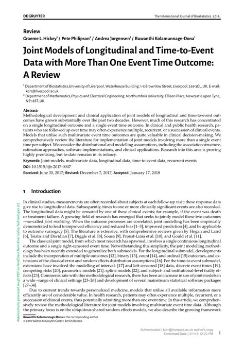 Pdf Joint Models Of Longitudinal And Time To Event Data With More