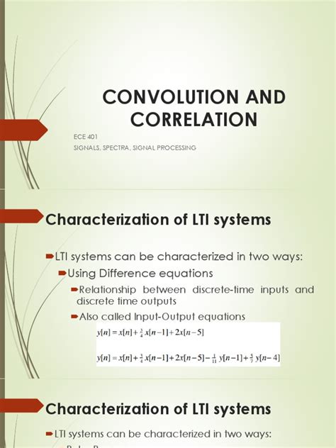 Convolution And Correlation Pdf Systems Theory Signal Processing