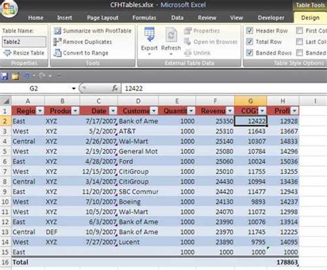 Tables In Excel 2007 Techtv Articles Mrexcel Publishing