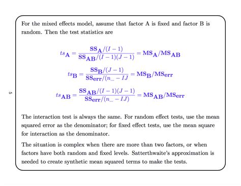 Hypothesis Testing Two Way Anova With Mixed Effects Model Cross