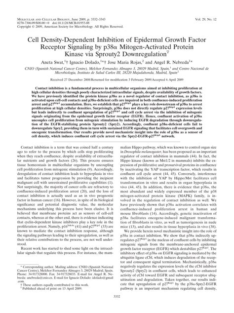 Pdf Cell Density Dependent Inhibition Of Epidermal Growth Factor