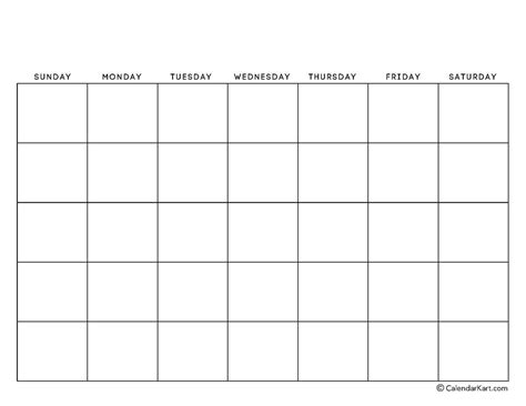 Full Page Blank Calendar Template 10 Free Pdf Printables Artofit