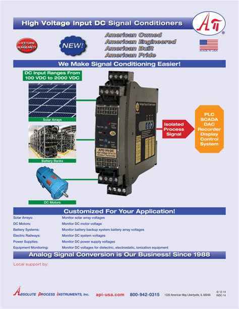 high voltage input dc signal conditioners api