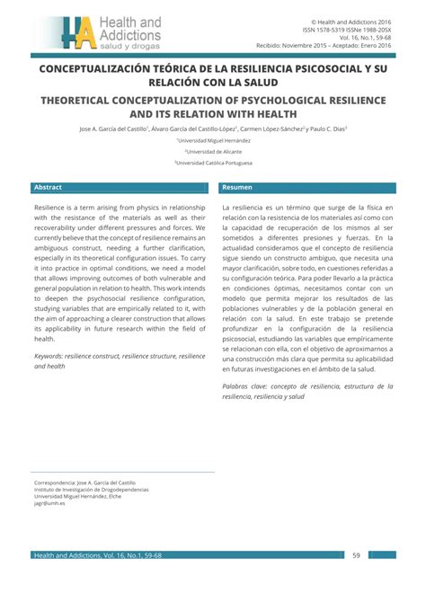 Pdf Theoretical Conceptualization Of Psychological Resilience And Its Relation With Health