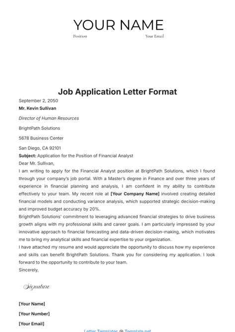 Free Job Application Letter Templates Editable And Printable