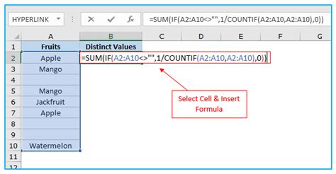 count unique and distinct values in excel with formula or pivot table