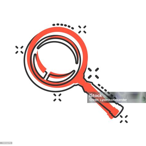 만화 스타일의 루페 기호 아이콘입니다 흰색 고립 된 배경에 돋보기 벡터 만화 그림입니다 비즈니스 개념 시작 효과를 검색합니다 에 대한 스톡 벡터 아트 및 기타 이미지