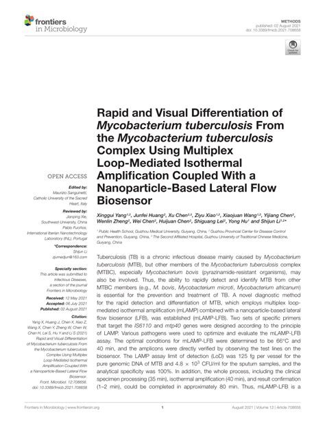Pdf Rapid And Visual Differentiation Of Mycobacterium Tuberculosis