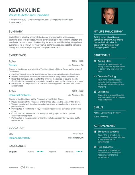 Kevin Klines Resume Example Chatgpt Famous Resumes