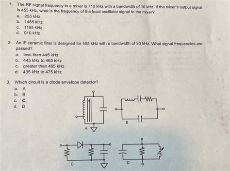 solved 1 the rf signal frequency to a mixer is 710khz with