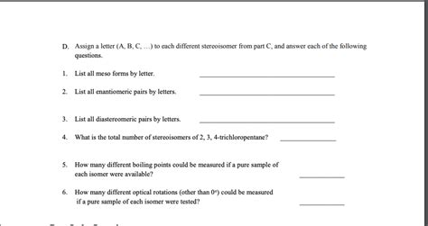 part 2 stereochemistry exercise molecular models i