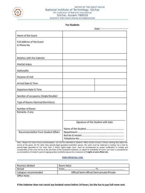 Guest House Accomodation Form Jan2018 Pdf