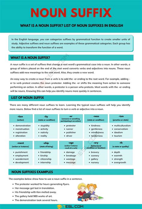 Noun Suffix List Of Noun Suffixes With Easy Examples • 7esl