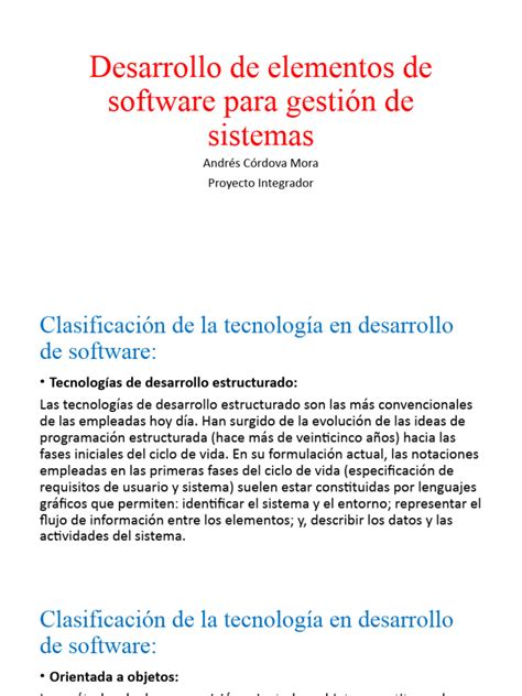 Desarrollo De Elementos De Software Para Gestión De Sistemas Pdf Software Objeto Informática