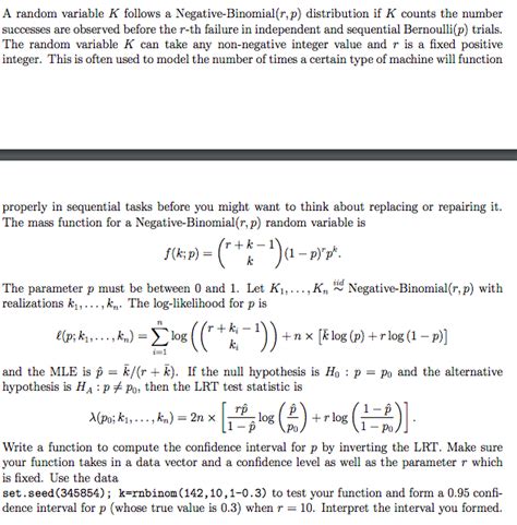 A Random Variable K Follows A Negative Binomial R P Chegg