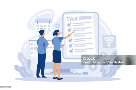 세금 소프트웨어 프로그램 데스크톱 세금 신고 소프트웨어 모바일 앱 및 온라인 서비스 손익 계산서 Irs 양식 플랫 벡터 모던 일러스트 레이 션 0명에 대한 스톡 벡터 아트