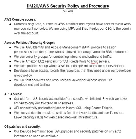 Aws Security Policy And Procedure