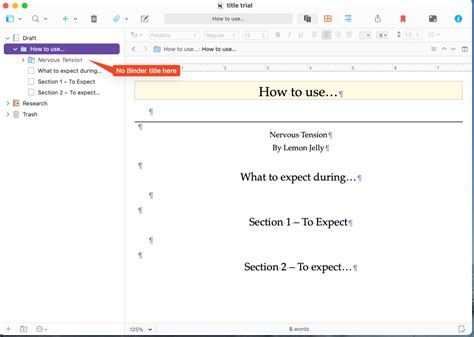 inserting text between chapter n and chapter name scrivener for macos