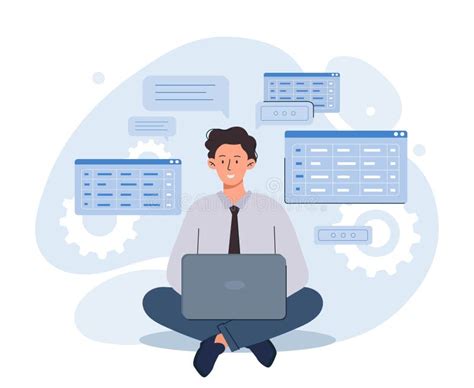 Software Developers With Laptop Stock Vector Illustration Of Digital