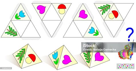 논리 퍼즐 게임 모든 피라미드가 동일하게 보이도록 패턴에 누락된 개체를 그립니다 어린이와 성인을 위한 워크시트 페이지 벡터 이미지입니다 0명에 대한 스톡 벡터 아트 및 기타