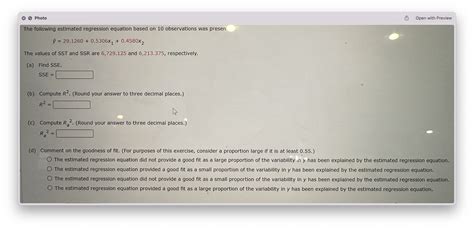 Solved The Following Estimated Regression Equation Based On Chegg