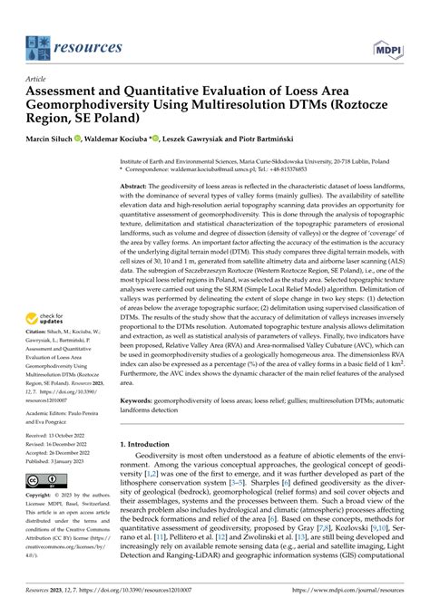 Pdf Assessment And Quantitative Evaluation Of Loess Area Geomorphodiversity Using