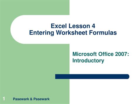ppt excel lesson 4 entering worksheet formulas powerpoint