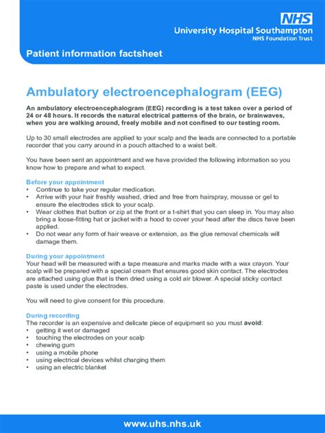 Fillable Online Ambulatory Electroencephalogram EEG Information Sheet Fax Email Print