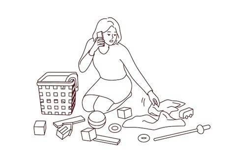 Madre limpiando la habitación de los niños Vector Premium