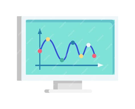 Premium Vector Computer Monitor Displaying A Colorful Line Graph Simple Business Analytics On