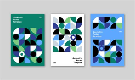 추상적인 기하학적 그래픽을 갖춘 포스터 세트 디자인 템플릿 Clyde System Ipsumco 시리즈 기하 도형에 대한 스톡 벡터 아트 및 기타 이미지 Istock