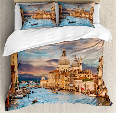 Venice Duvet Cover Set Gondola On Famous Canal Grande With Water View