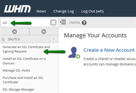 generating csr using whm ssl certificates