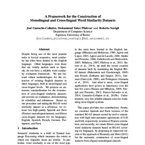 A Framework For The Construction Of Monolingual And Cross Lingual Word