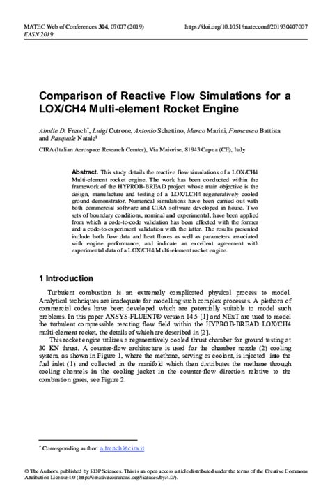 Pdf Comparison Of Reactive Flow Simulations For A Loxch4 Multi