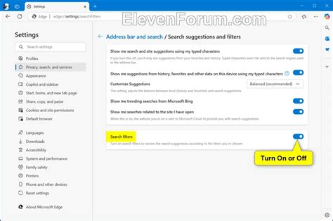 Enable or Disable Search Filters in Address Bar of Microsoft Edge | Windows 11 Forum