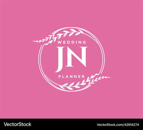 Jn Initials Letter Wedding Monogram Logos Vector Image