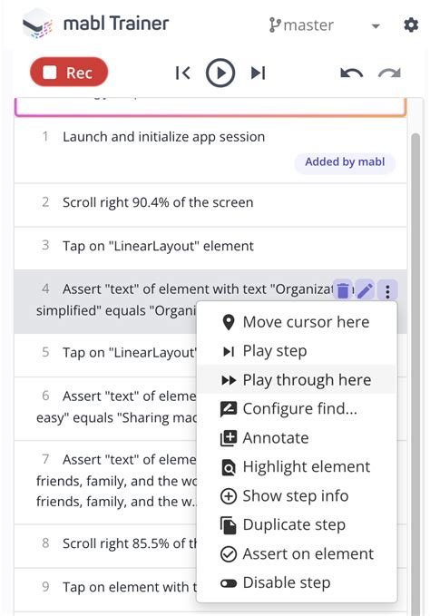 Playing Steps In The Mabl Trainer Mabl Help