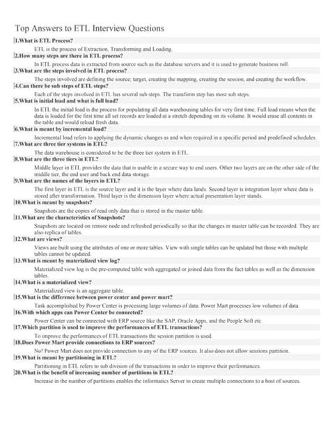 Top Answers To Etl Interview Questions Pdf