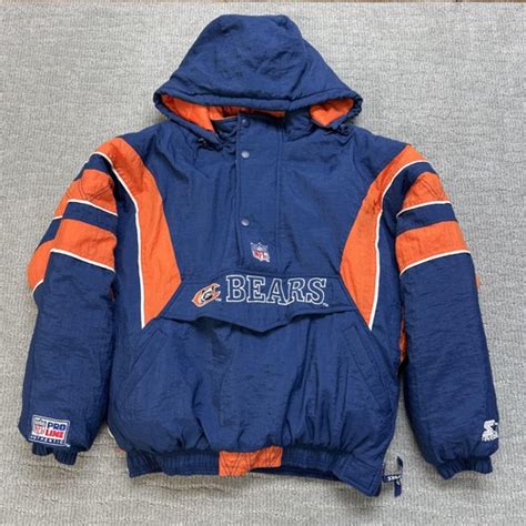 Vintage Chicago Bears Jacket Mens Large Blue Orange Nfl Football
